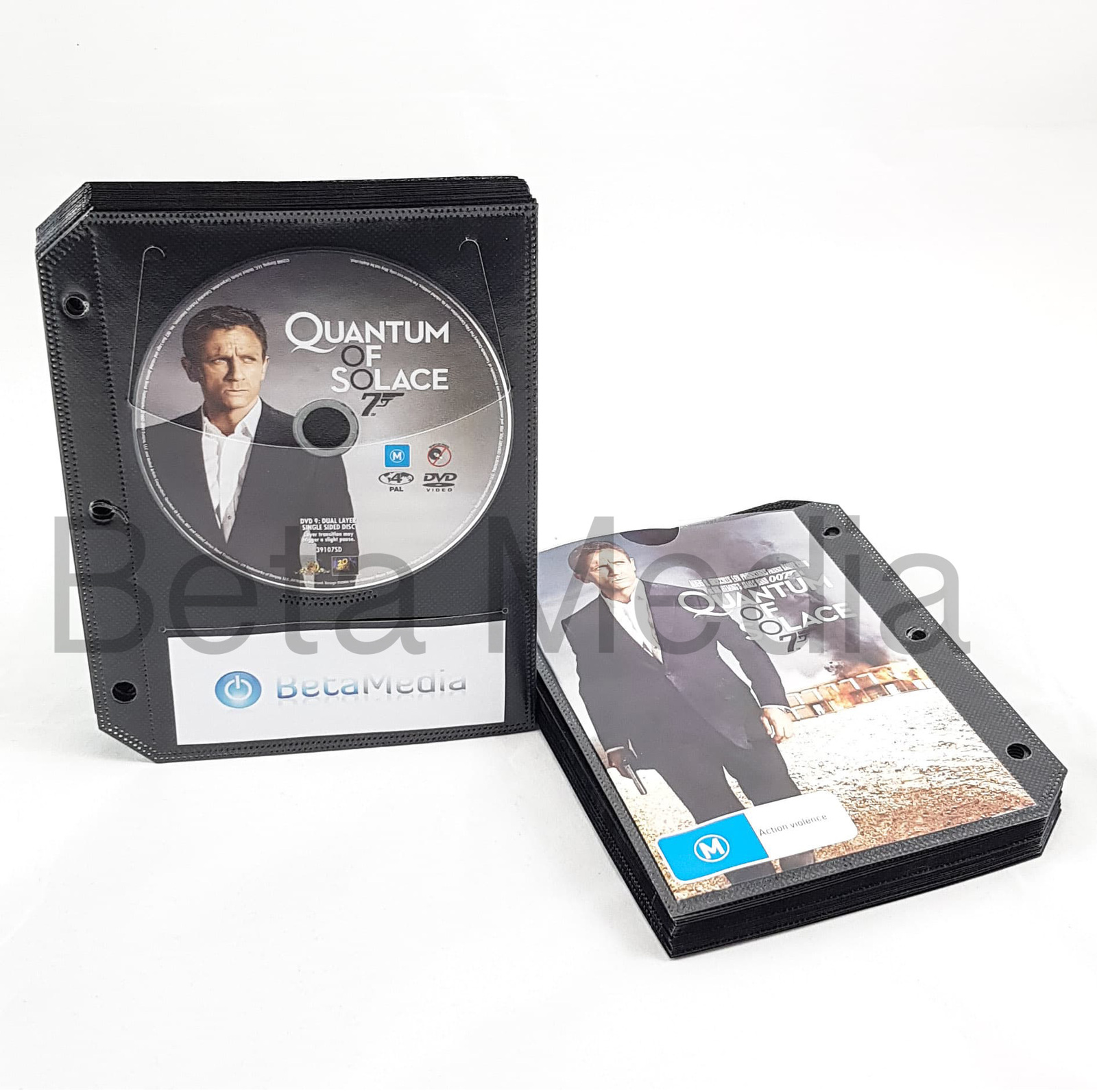 Black DVD Sleeves with binder holes - holds disc and paper cover